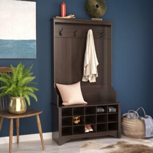 Prepac Hall Tree with Shoe Storage, Espresso