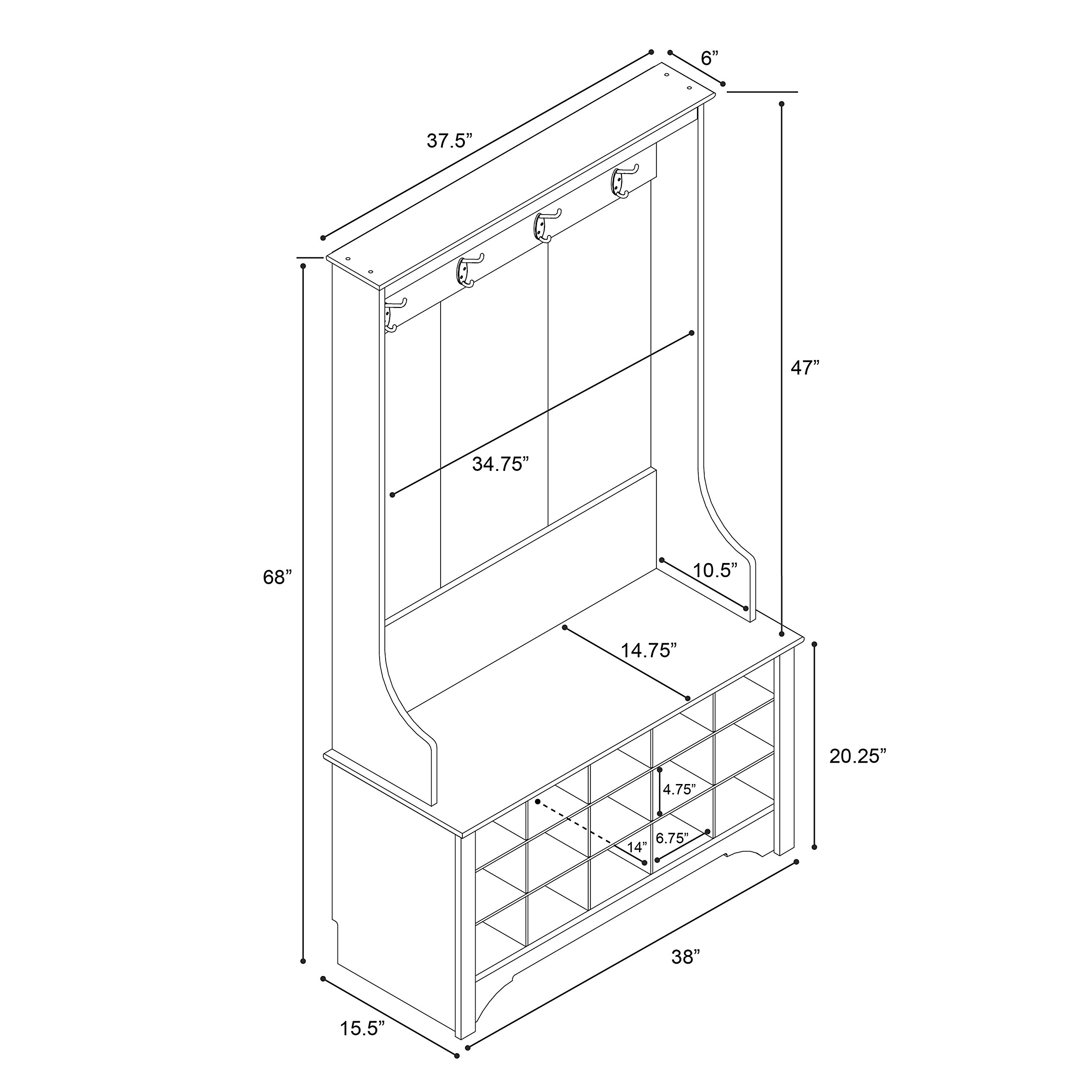 Prepac Hall Tree with Shoe Storage, Espresso