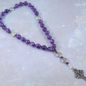 Kit Johnson Designs, Anglican Rosary Beads Amethyst Celtic Cross, Prayer Bag, Instruction Booklet