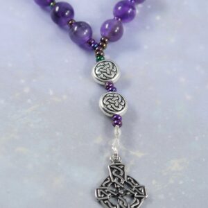 Kit Johnson Designs, Anglican Rosary Beads Amethyst Celtic Cross, Prayer Bag, Instruction Booklet