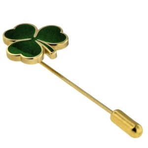 PinMart's Gold St. Patrick's Day Shamrock Clover Lapel Stick Pin