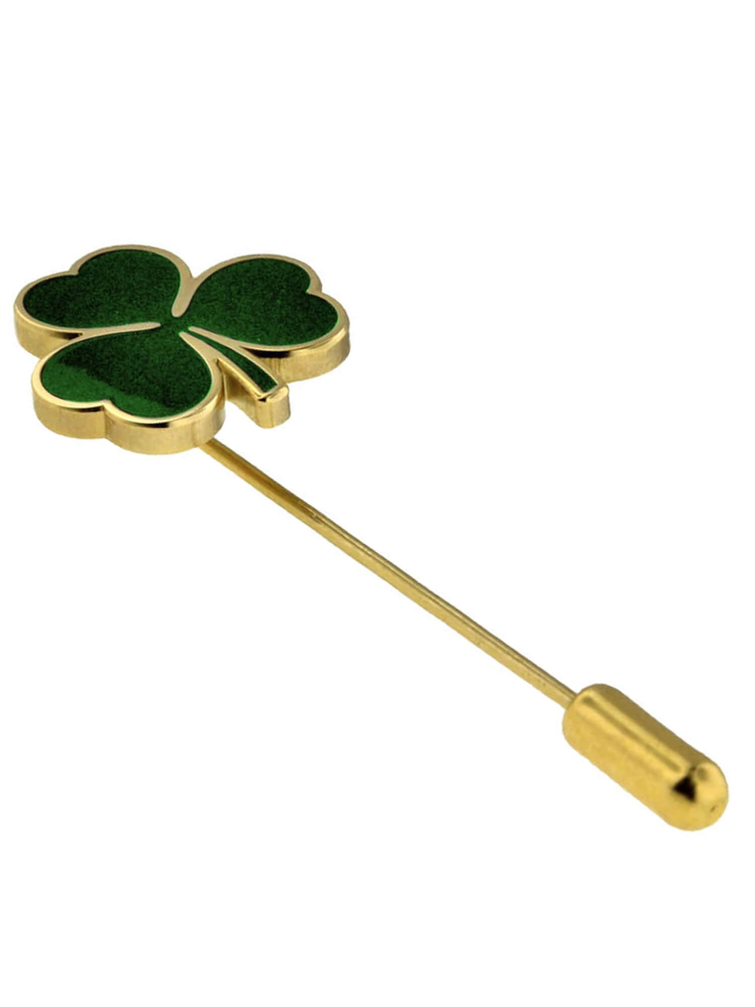 PinMart's Gold St. Patrick's Day Shamrock Clover Lapel Stick Pin