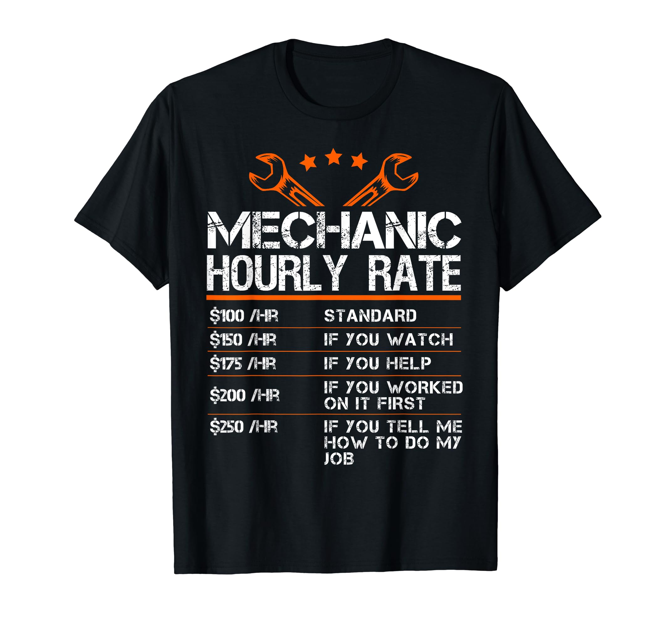 Funny Mechanic Hourly Rate Auto Repair Mechanic Labor Rates T-Shirt