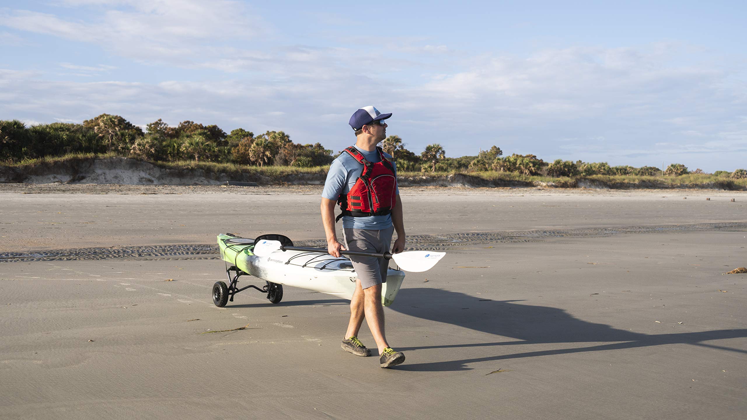 Perception Kayaks Large Kayak Cart with Foam Wheels - for use on sand/pavement, Black