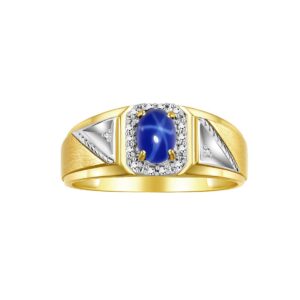 Rylos Simply Elegant Beautiful Blue Star Sapphire & Diamond Ring - September Birthstone* Size 12