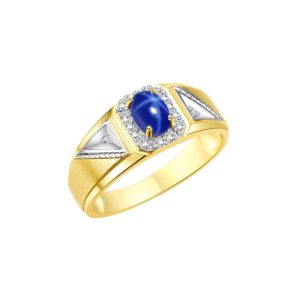 Rylos Simply Elegant Beautiful Blue Star Sapphire & Diamond Ring - September Birthstone* Size 12