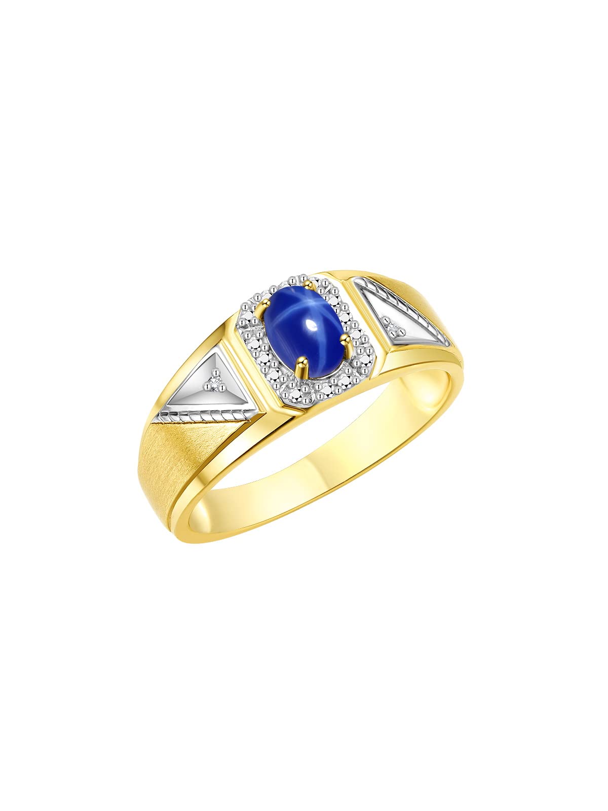 Rylos Simply Elegant Beautiful Blue Star Sapphire & Diamond Ring - September Birthstone* Size 12