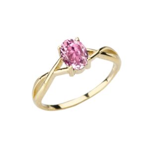 elegant 10k yellow gold twisted october birthstone solitaire engagement/promise ring (size 6)