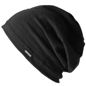 charm summer beanie for men & women - slouchy lightweight chemo cotton hipster fashion knit hat black