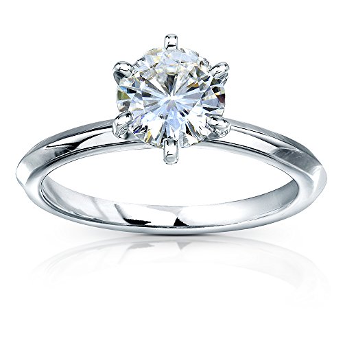 Kobelli Classic Solitaire Round Brilliant Moissanite Engagement Ring 1 Carat 14k White Gold (GH, VS), 6