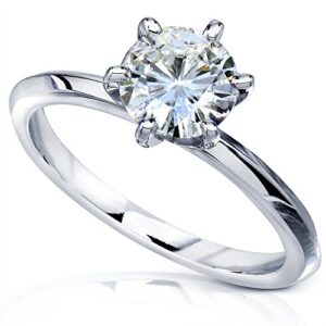 Kobelli Classic Solitaire Round Brilliant Moissanite Engagement Ring 1 Carat 14k White Gold (GH, VS), 6