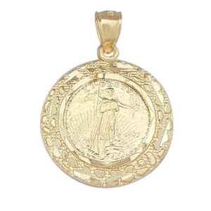 Walking Liberty Coin And Bezel Pendant 10K Yellow Gold