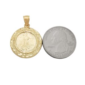 Walking Liberty Coin And Bezel Pendant 10K Yellow Gold