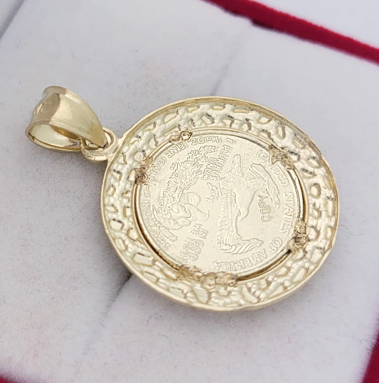 Walking Liberty Coin And Bezel Pendant 10K Yellow Gold