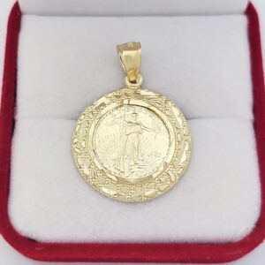 Walking Liberty Coin And Bezel Pendant 10K Yellow Gold