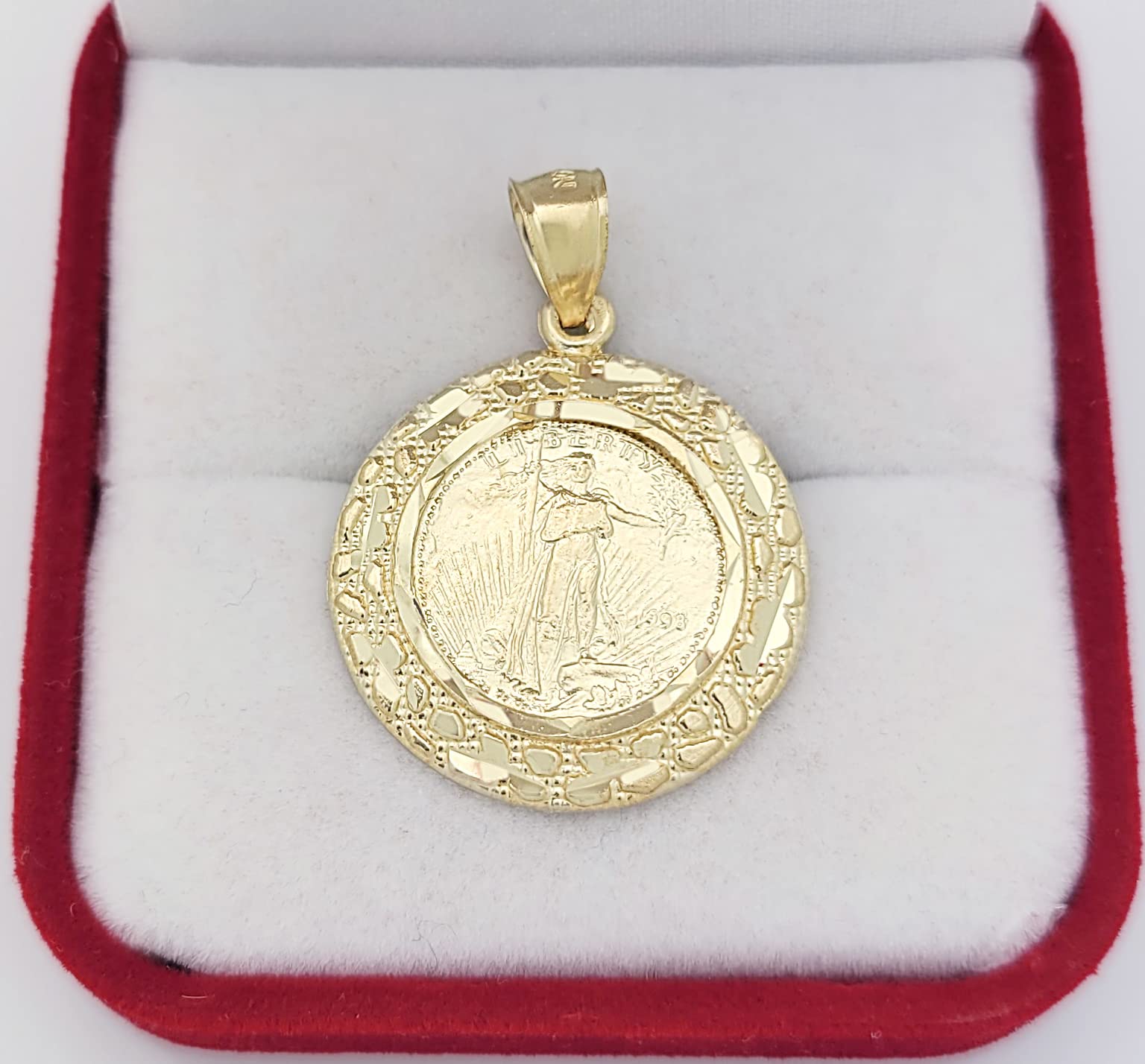 Walking Liberty Coin And Bezel Pendant 10K Yellow Gold