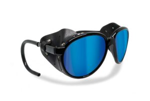 polarized sunglasses for mountain hiking trekking glacier snow mod. cortina italy shiny black (smoke polarized/blue mirror)