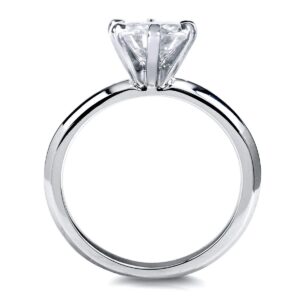 Kobelli Classic Solitaire Round Brilliant Moissanite Engagement Ring 1 Carat 14k White Gold (DEF, VS), 6.5