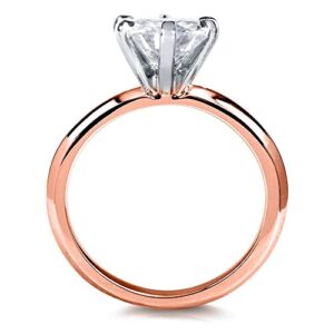 Kobelli Classic Solitaire Round Brilliant Moissanite Engagement Ring 2 Carats 14k Rose Gold, 6.5