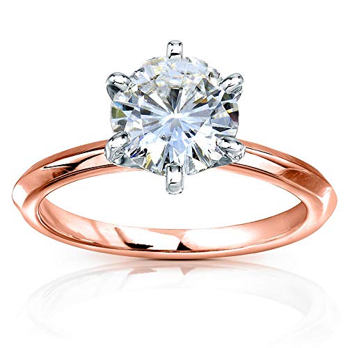 Kobelli Classic Solitaire Round Brilliant Moissanite Engagement Ring 2 Carats 14k Rose Gold, 6.5