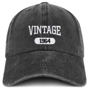 trendy apparel shop vintage 1964 embroidered 60th birthday soft crown washed cotton cap - black