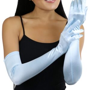 ToBeInStyle Women's Extra Long Opera Length Satin Gloves - Light Blue - One Size