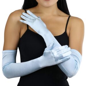 ToBeInStyle Women's Extra Long Opera Length Satin Gloves - Light Blue - One Size