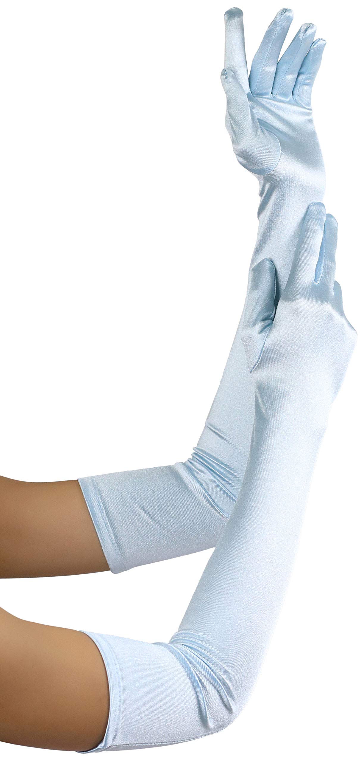 ToBeInStyle Women's Extra Long Opera Length Satin Gloves - Light Blue - One Size