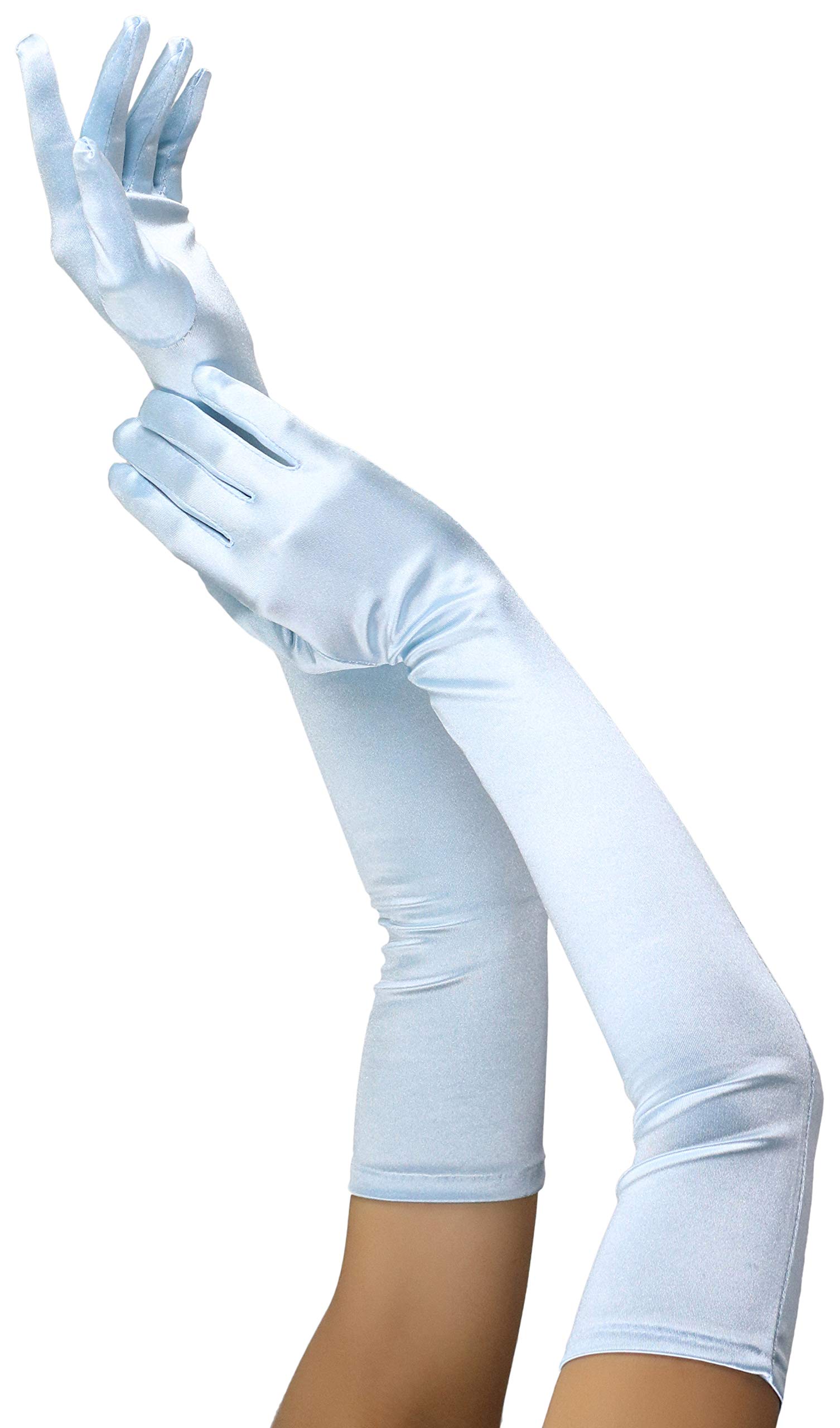 ToBeInStyle Women's Extra Long Opera Length Satin Gloves - Light Blue - One Size