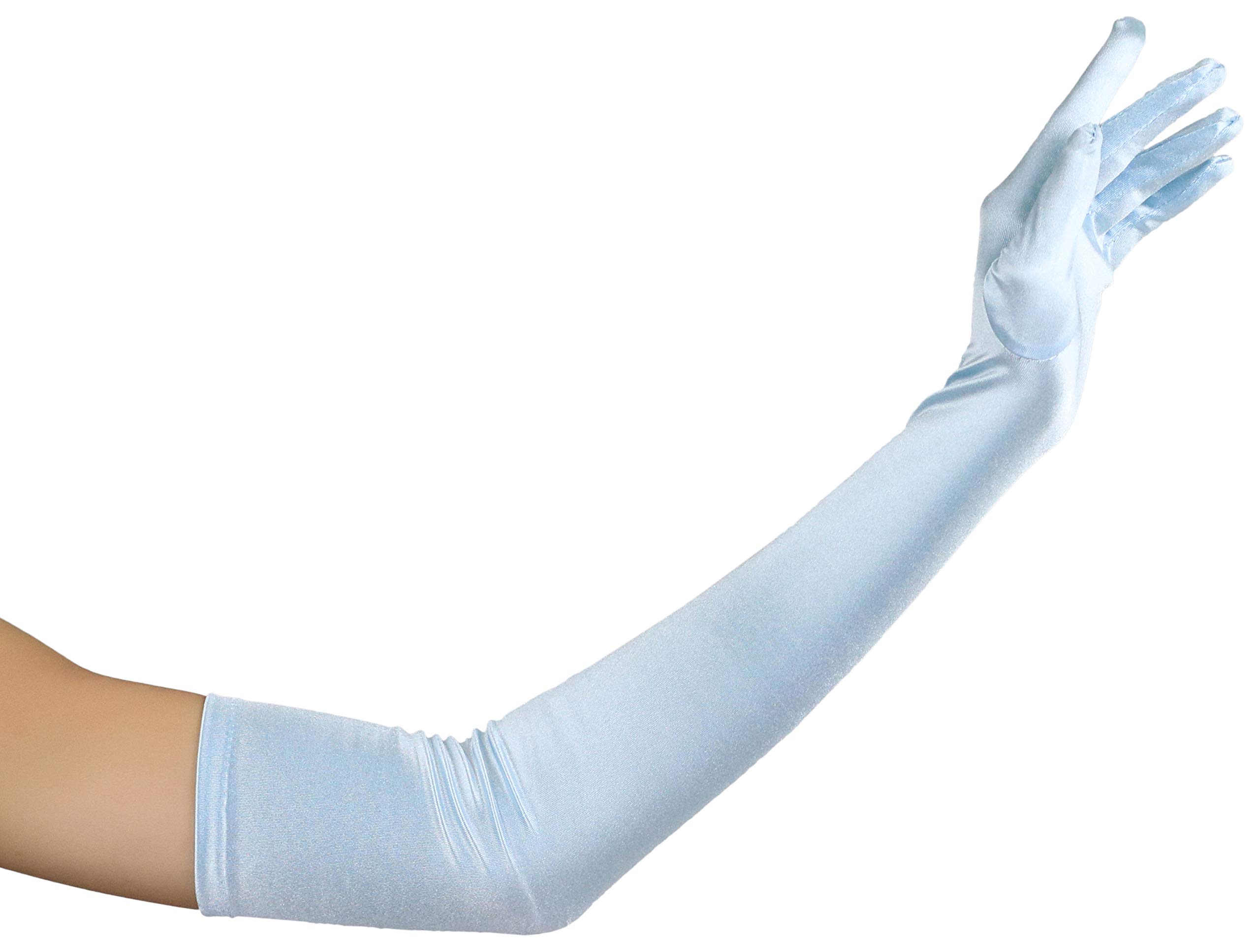 ToBeInStyle Women's Extra Long Opera Length Satin Gloves - Light Blue - One Size