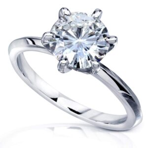 Kobelli Classic Solitaire Round Brilliant Moissanite Engagement Ring 2 Carats 14k White Gold (DEF/VS), 7.5