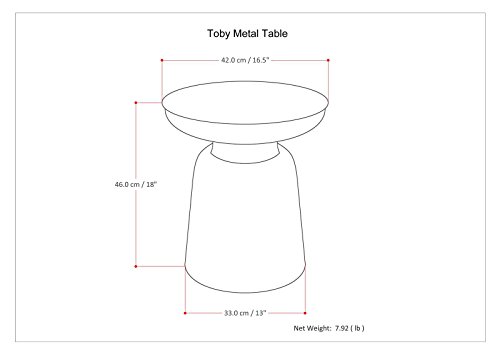 SIMPLIHOME Toby Modern Industrial 16 inch Wide Metal Accent Side Table in Gold, Fully Assembled, End, Bedside Table and Nightstand, for the Living Room and Bedroom