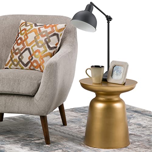 SIMPLIHOME Toby Modern Industrial 16 inch Wide Metal Accent Side Table in Gold, Fully Assembled, End, Bedside Table and Nightstand, for the Living Room and Bedroom