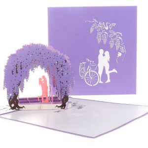 iGifts And Cards Romantic Wisteria Arbor 3D Pop Up Greeting Card - Private, Dreamy, Heart, Wow, Half-Fold, Valentine's Day, Just Because, Thinking of You, Engagement, Happy Anniversary, Friendship