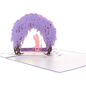 iGifts And Cards Romantic Wisteria Arbor 3D Pop Up Greeting Card - Private, Dreamy, Heart, Wow, Half-Fold, Valentine's Day, Just Because, Thinking of You, Engagement, Happy Anniversary, Friendship