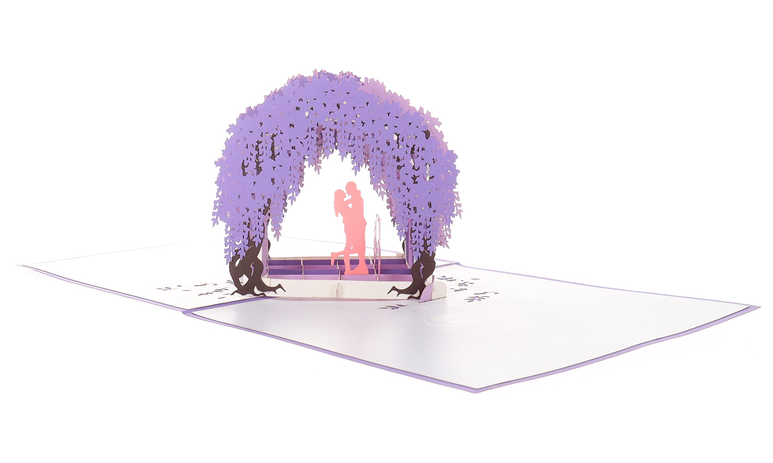 iGifts And Cards Romantic Wisteria Arbor 3D Pop Up Greeting Card - Private, Dreamy, Heart, Wow, Half-Fold, Valentine's Day, Just Because, Thinking of You, Engagement, Happy Anniversary, Friendship