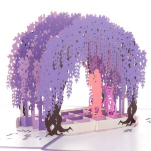 iGifts And Cards Romantic Wisteria Arbor 3D Pop Up Greeting Card - Private, Dreamy, Heart, Wow, Half-Fold, Valentine's Day, Just Because, Thinking of You, Engagement, Happy Anniversary, Friendship