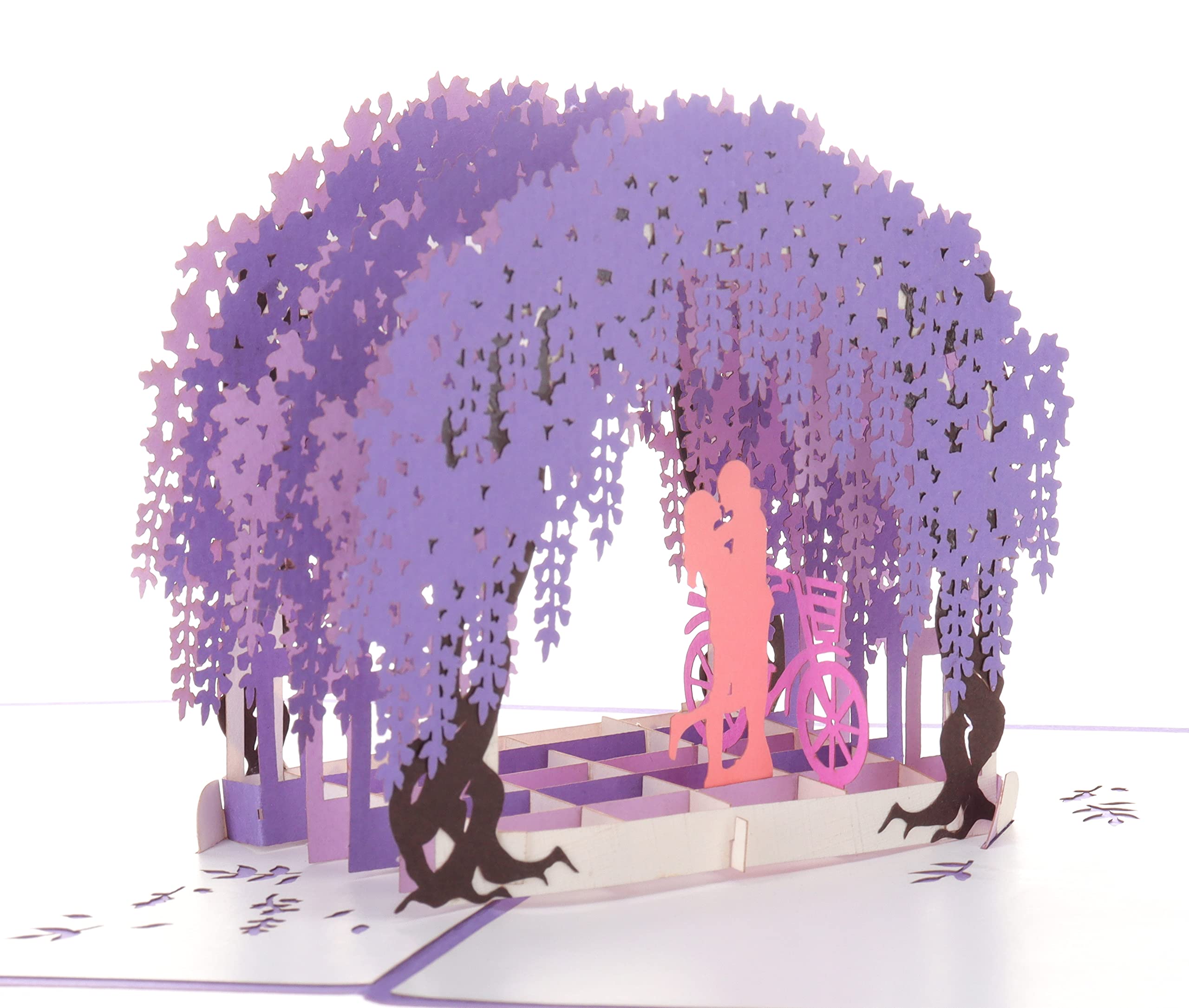 iGifts And Cards Romantic Wisteria Arbor 3D Pop Up Greeting Card - Private, Dreamy, Heart, Wow, Half-Fold, Valentine's Day, Just Because, Thinking of You, Engagement, Happy Anniversary, Friendship