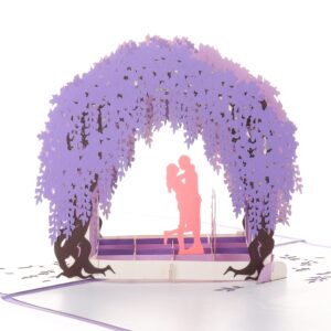 iGifts And Cards Romantic Wisteria Arbor 3D Pop Up Greeting Card - Private, Dreamy, Heart, Wow, Half-Fold, Valentine's Day, Just Because, Thinking of You, Engagement, Happy Anniversary, Friendship