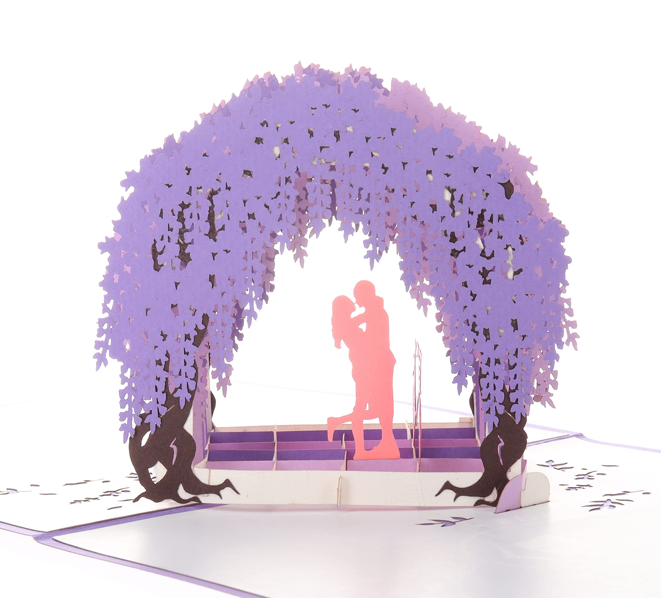 iGifts And Cards Romantic Wisteria Arbor 3D Pop Up Greeting Card - Private, Dreamy, Heart, Wow, Half-Fold, Valentine's Day, Just Because, Thinking of You, Engagement, Happy Anniversary, Friendship