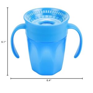 Dr. Brown's Milestones Cheers 360 Cup Spoutless Transition Cup with Handles for Easy Grip & Leak-Free Learning, Blue, 7oz/200mL, 6m+ (Colors May Vary)