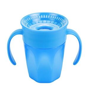 dr. brown's milestones cheers 360 cup spoutless transition cup with handles for easy grip & leak-free learning, blue, 7oz/200ml, 6m+ (colors may vary)