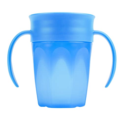 Dr. Brown's Milestones Cheers 360 Cup Spoutless Transition Cup with Handles for Easy Grip & Leak-Free Learning, Blue, 7oz/200mL, 6m+ (Colors May Vary)