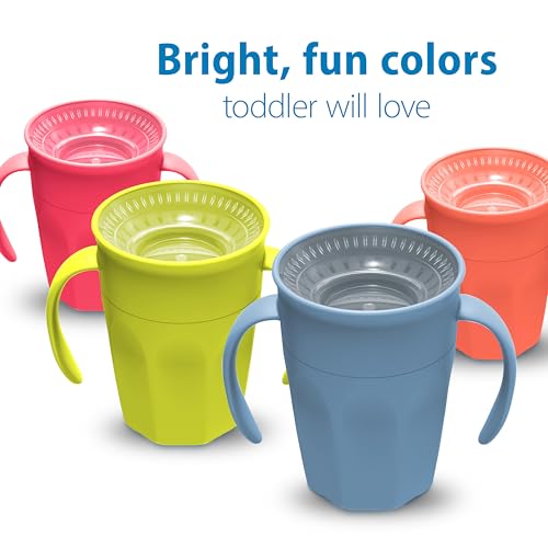 Dr. Brown's Milestones Cheers 360 Cup Spoutless Transition Cup with Handles for Easy Grip & Leak-Free Learning, Blue, 7oz/200mL, 6m+ (Colors May Vary)