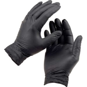 ammex large pack of 100 black powder-free nitrile exam gloves