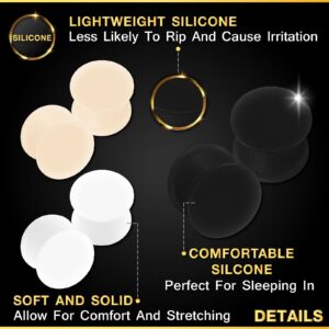 BanaVega Silicone Double Flared Saddle Black Skin White Ear Stretcher Gauge Plugs Lobe Earring Piercing Jewelry See More Sizes (6pcs 12mm BL SN WT)