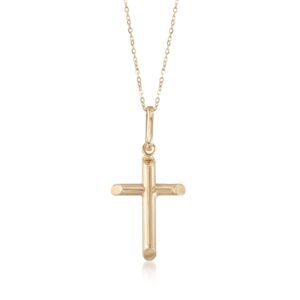 ross-simons 14kt yellow gold cross pendant necklace. 18 inches