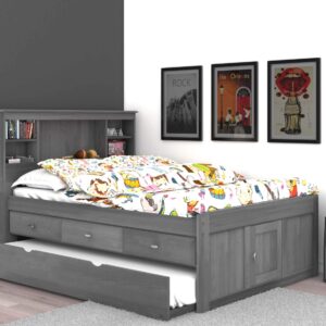 Discovery World Furniture Charcoal Full Bookcase Bed with 3 Drawers and Twin Trundle