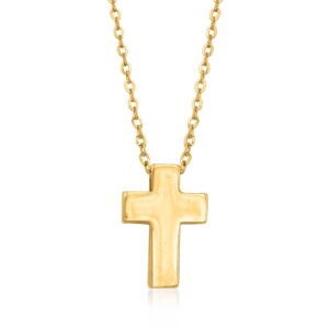 ross-simons 14kt yellow gold cross pendant necklace. 16 inches