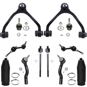 detroit axle - front end 12pc suspension kit for 2003-2011 mercury grand marquis ford crown victoria town car, 2 upper control arms 2 lower ball joints 4 tie rods 2 boots 2 sway bars replacement